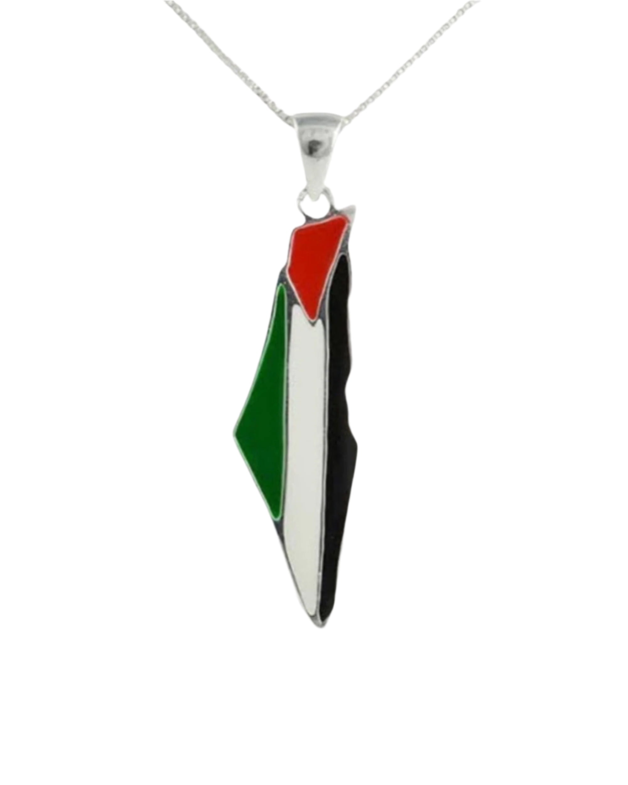 palestine flag Necklace – Colored Silver Pendant | Arabian Vibes