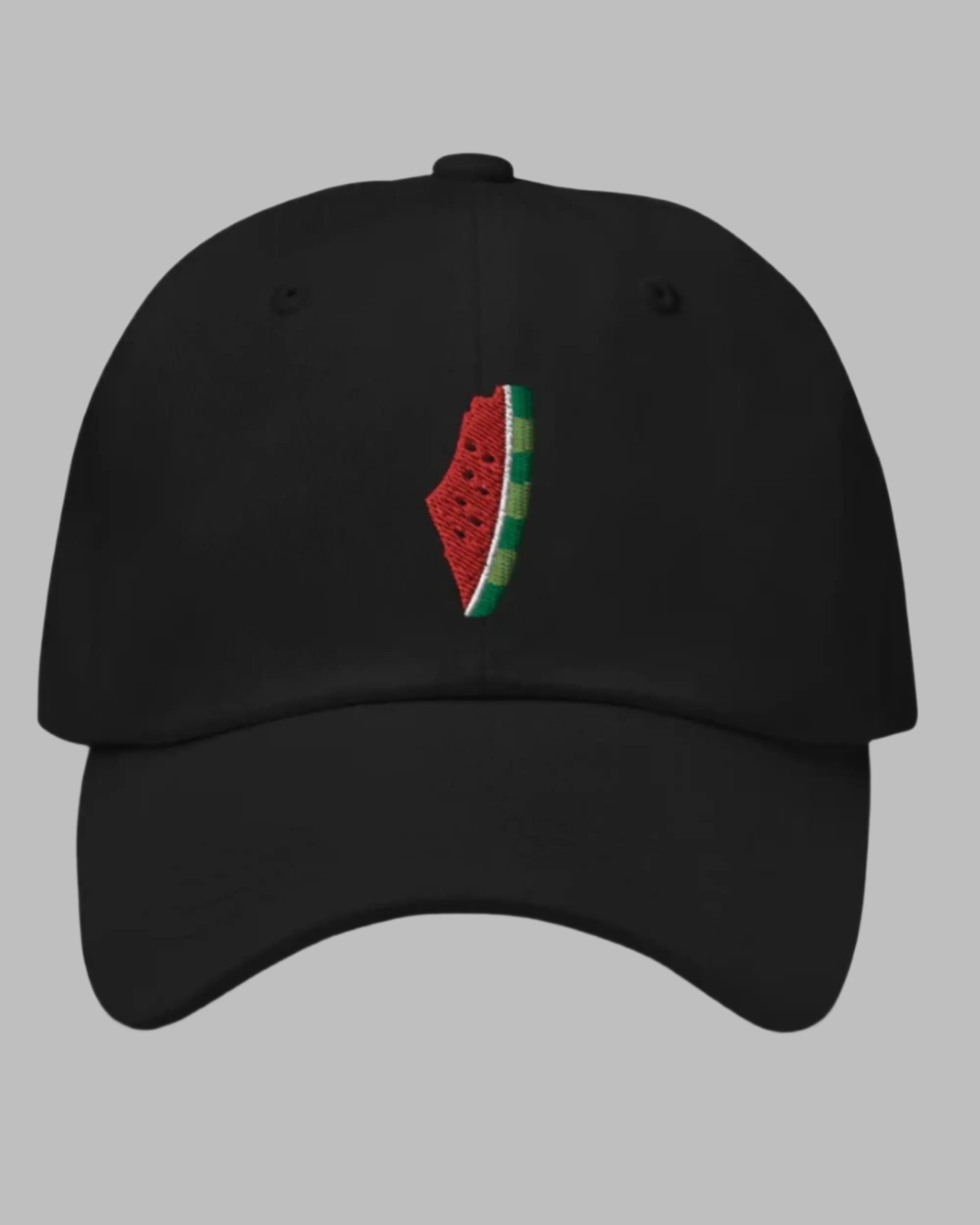 Palestine Watermelon Cap – Black Map Graphic | Arabian Vibes